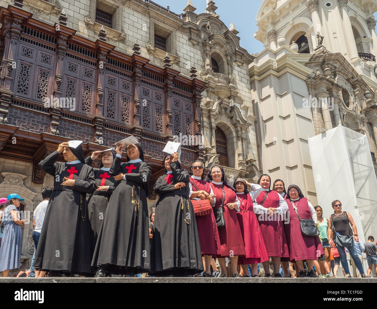 Lima, Peru - March 29, 2018: Nuns on the street of Lima next to ...