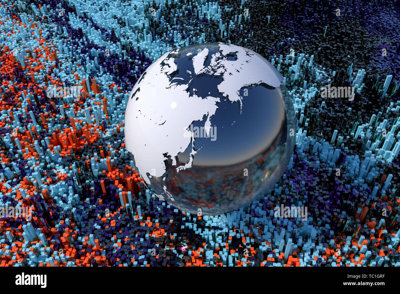 Concave-convex changing terrain and Earth model, three-dimensional ...