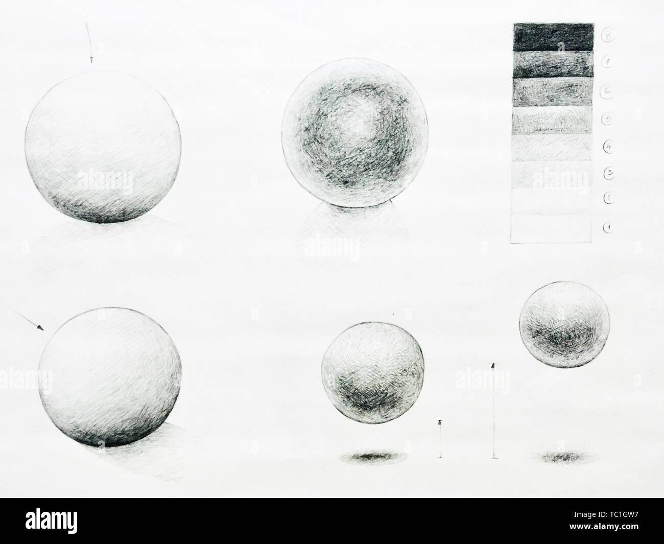 Illustration Hand Drawn Sketch of Sphere Shapes Set with Gradient ...