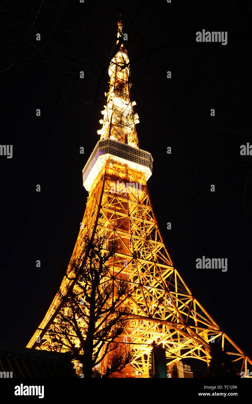 Tokyo Tower night view Stock Photo - Alamy