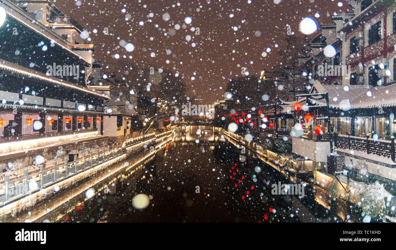 Snow scenery of Qinghuai in Nanjing Stock Photo - Alamy