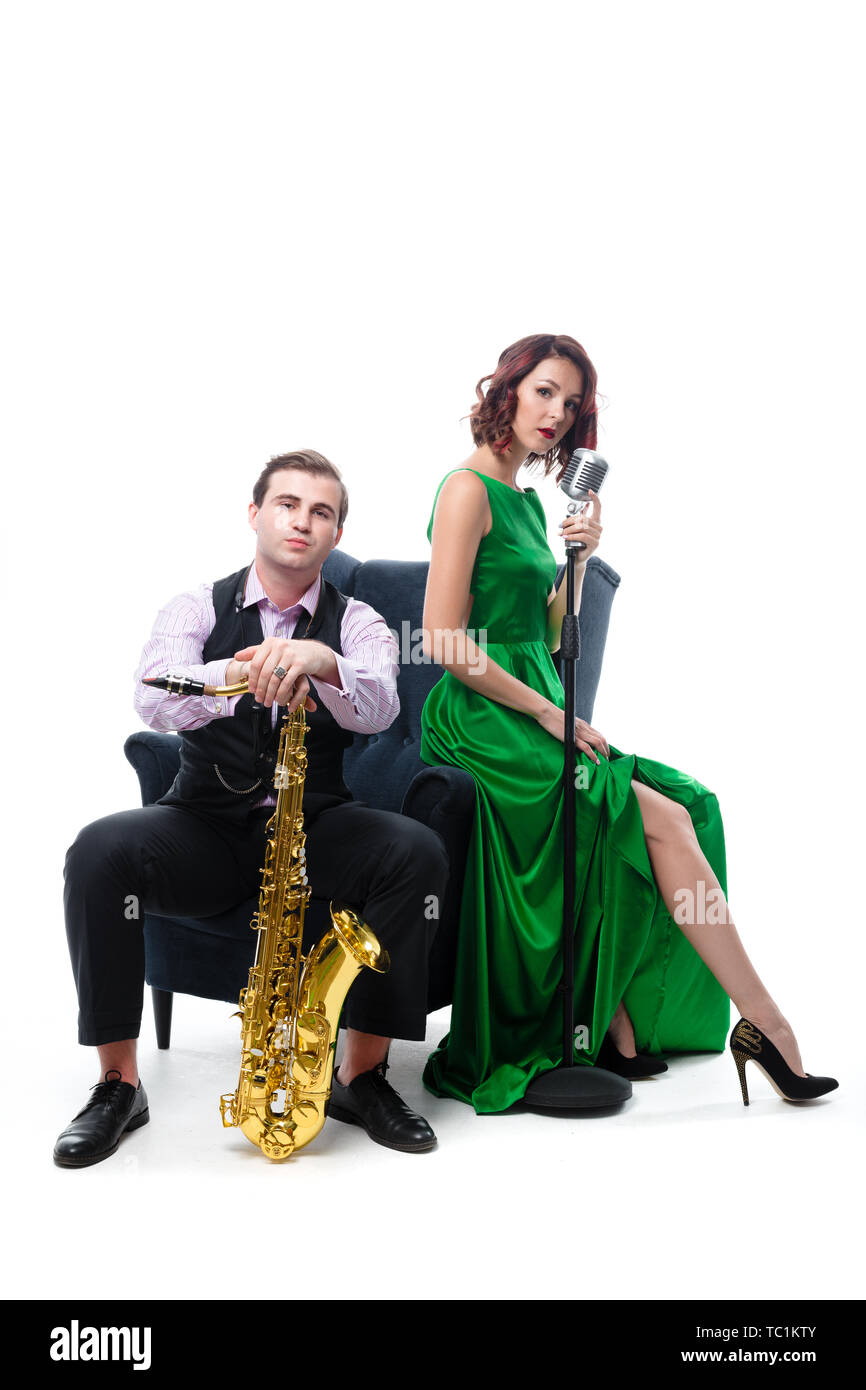 Young female musician microphone Cut Out Stock Images & Pictures - Alamy