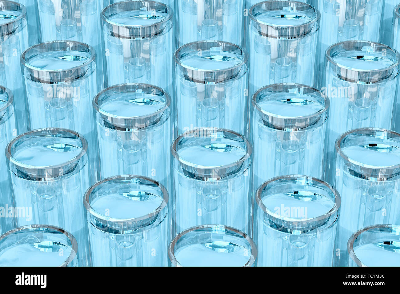 Blue translucent liquid test tube, three-dimensional rendering Stock ...