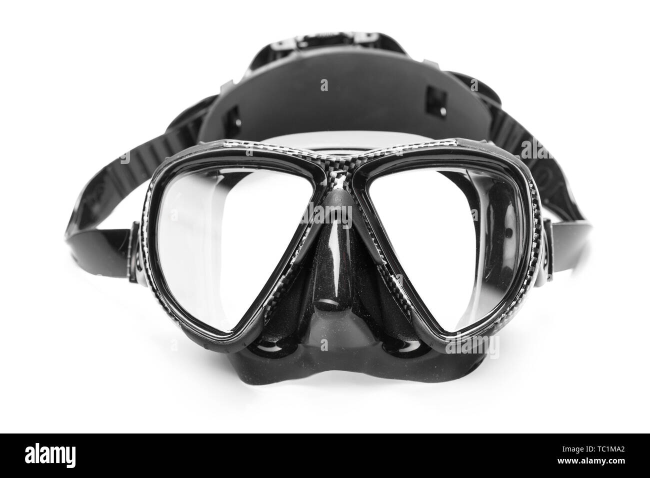 Professional diving equipment isolated Black and White Stock Photos ...
