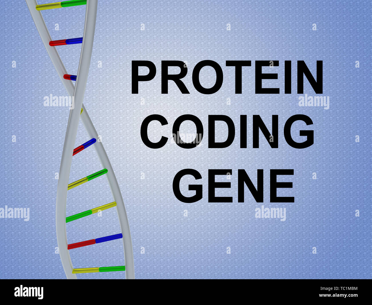 3D illustration of PROTEIN CODING GENE script with DNA double helix ...
