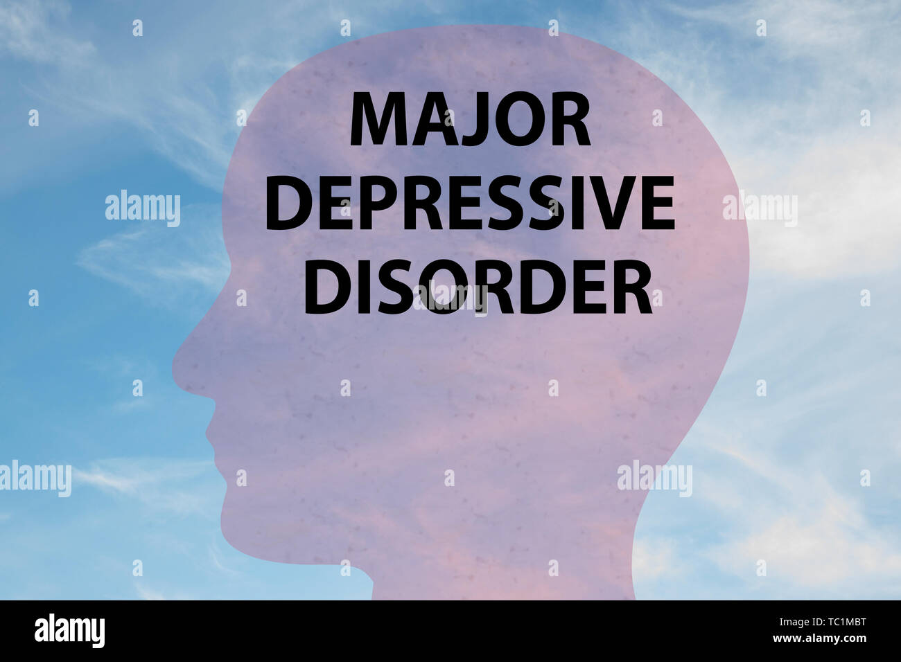 Render illustration of MAJOR DEPRESSIVE DISORDER title on head ...