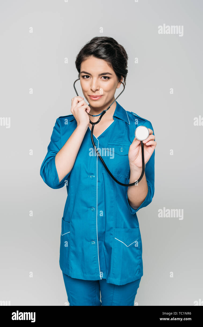Nurse using stethoscope hi-res stock photography and images - Alamy