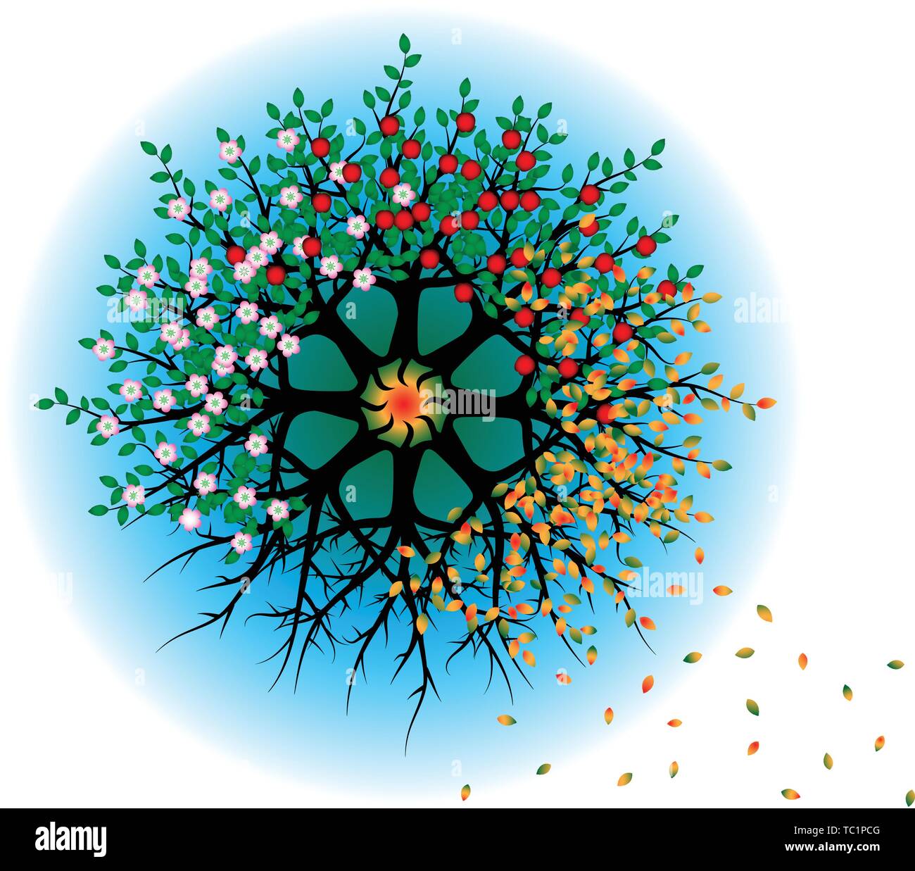 Green apple leaves in Stock Vector Images - Alamy