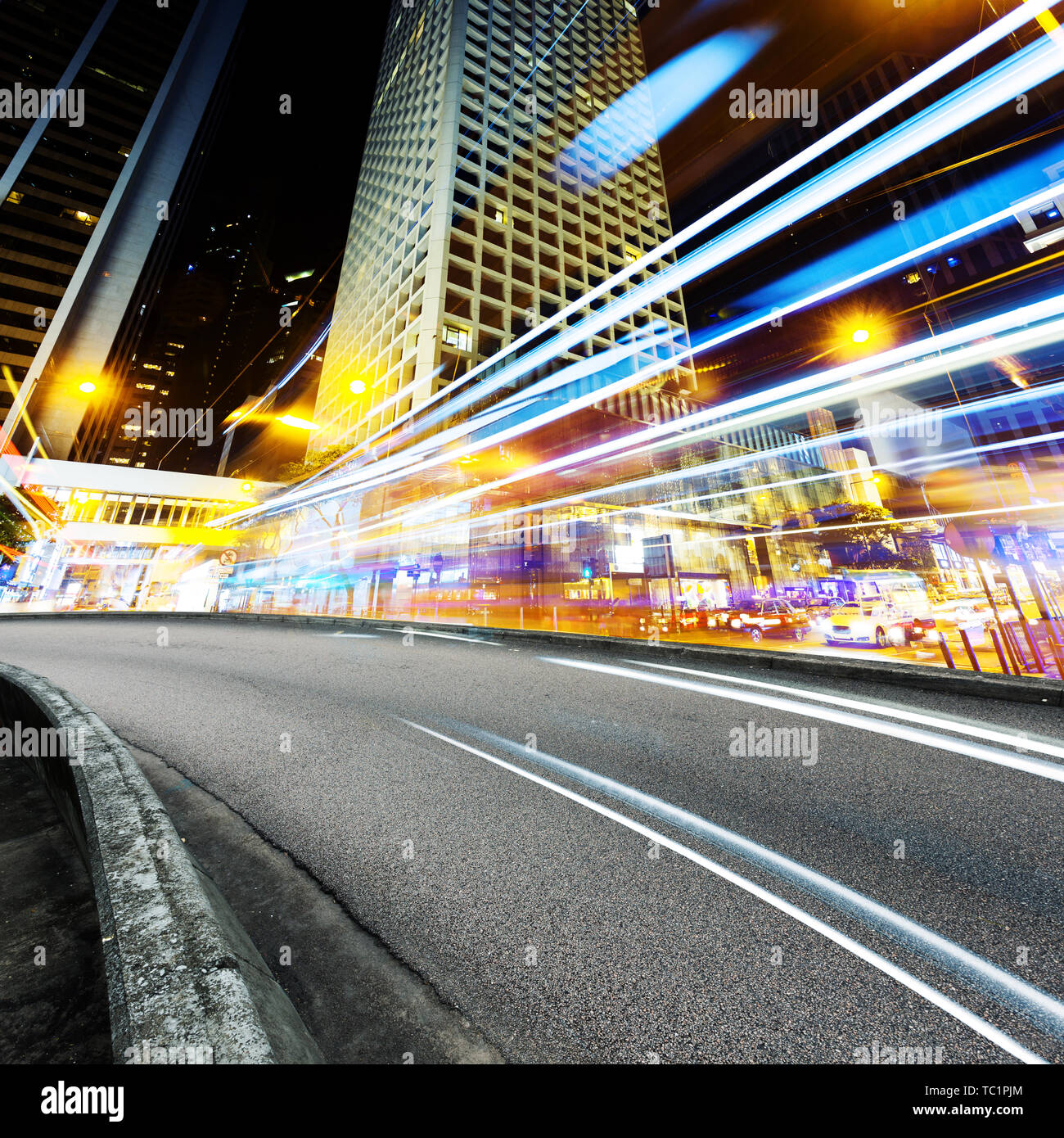 urban city traffic light trails at night Stock Photo - Alamy