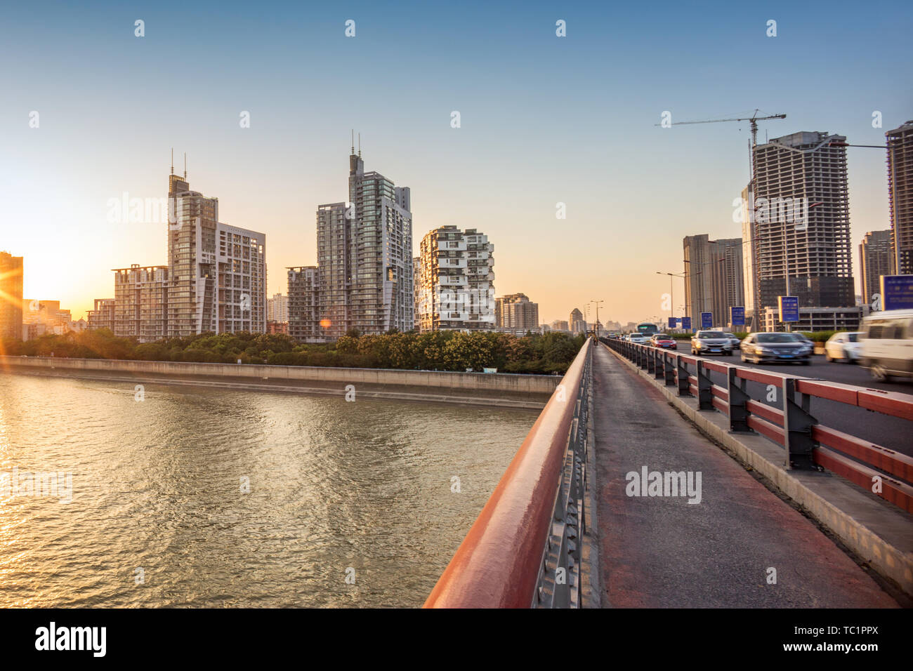 See the city scenery from the bridge Stock Photo - Alamy