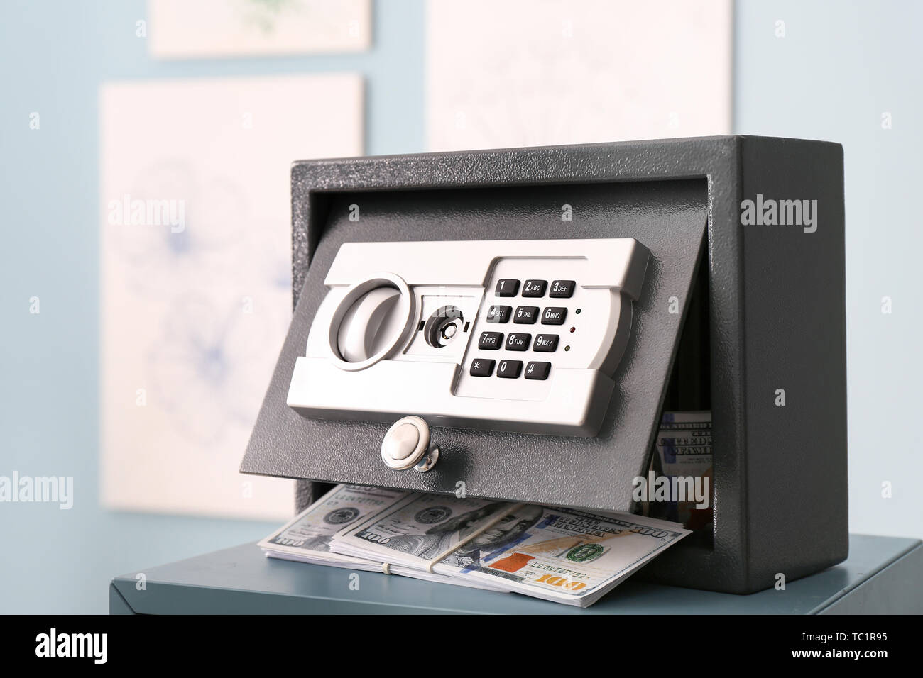 Open modern safe in room Stock Photo - Alamy