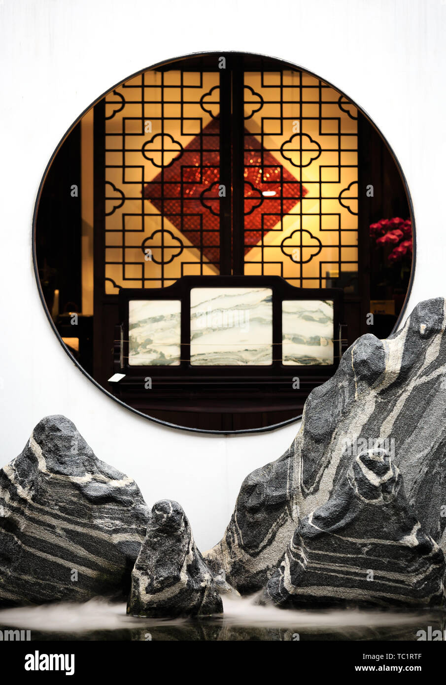 chinese vintage style gate and window Stock Photo - Alamy