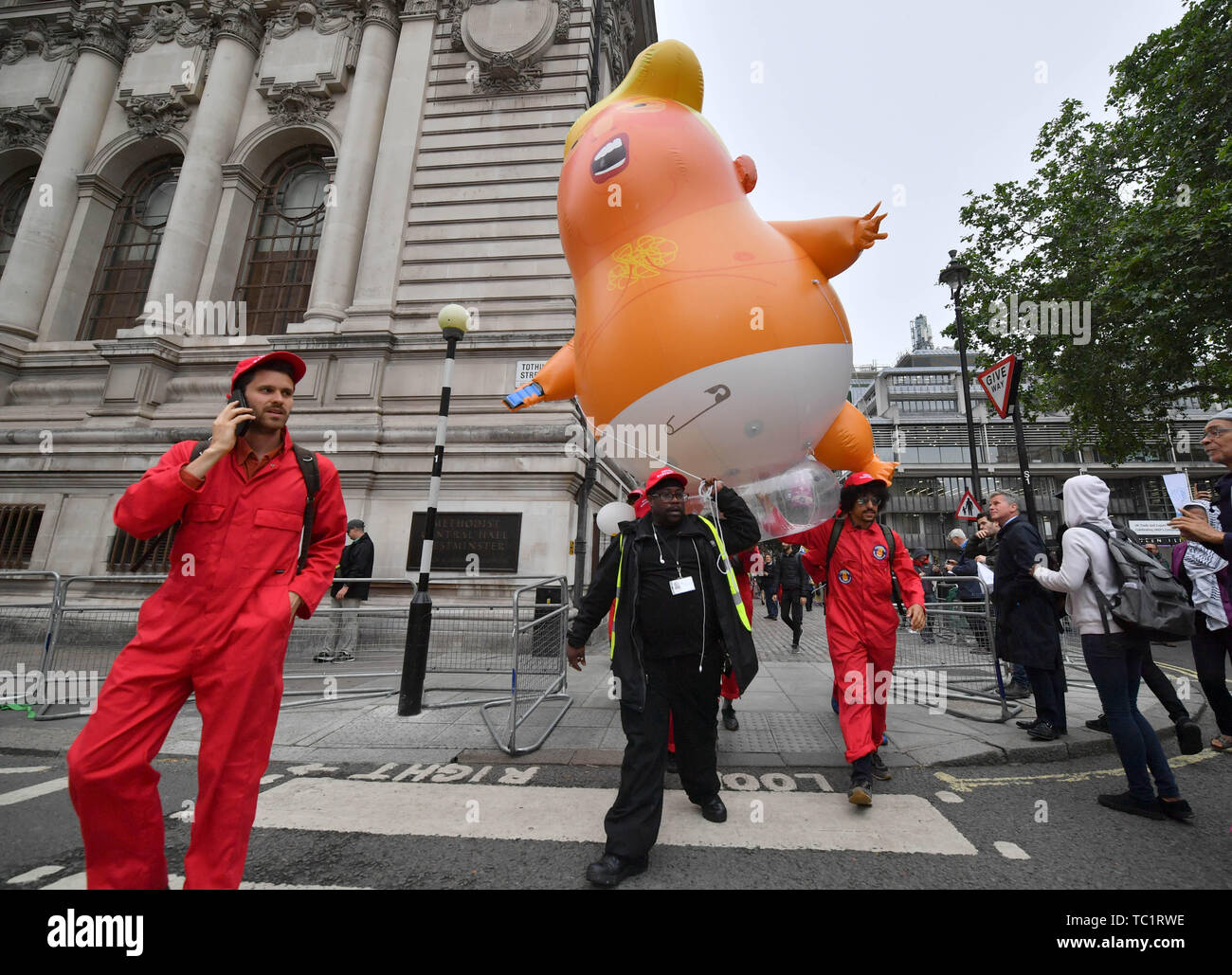 The Baby Trump Balloon is shown around parliament Square, London, on ...