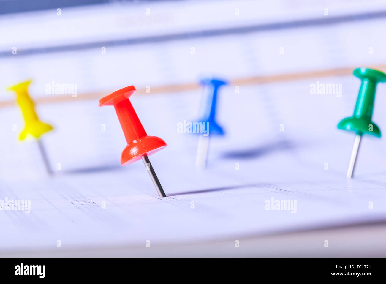 Concept image of a calendar with red push pin Stock Photo - Alamy