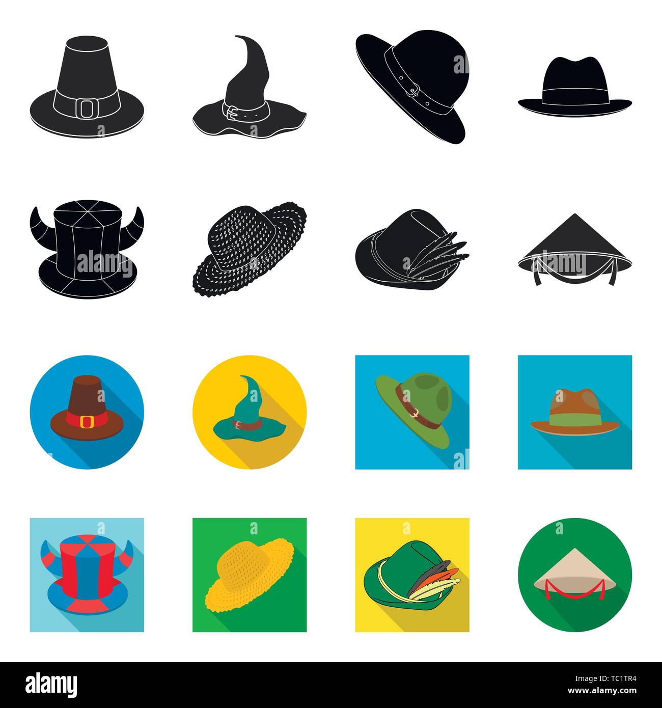 Vector design of hat and cap symbol. Collection of hat and model stock ...