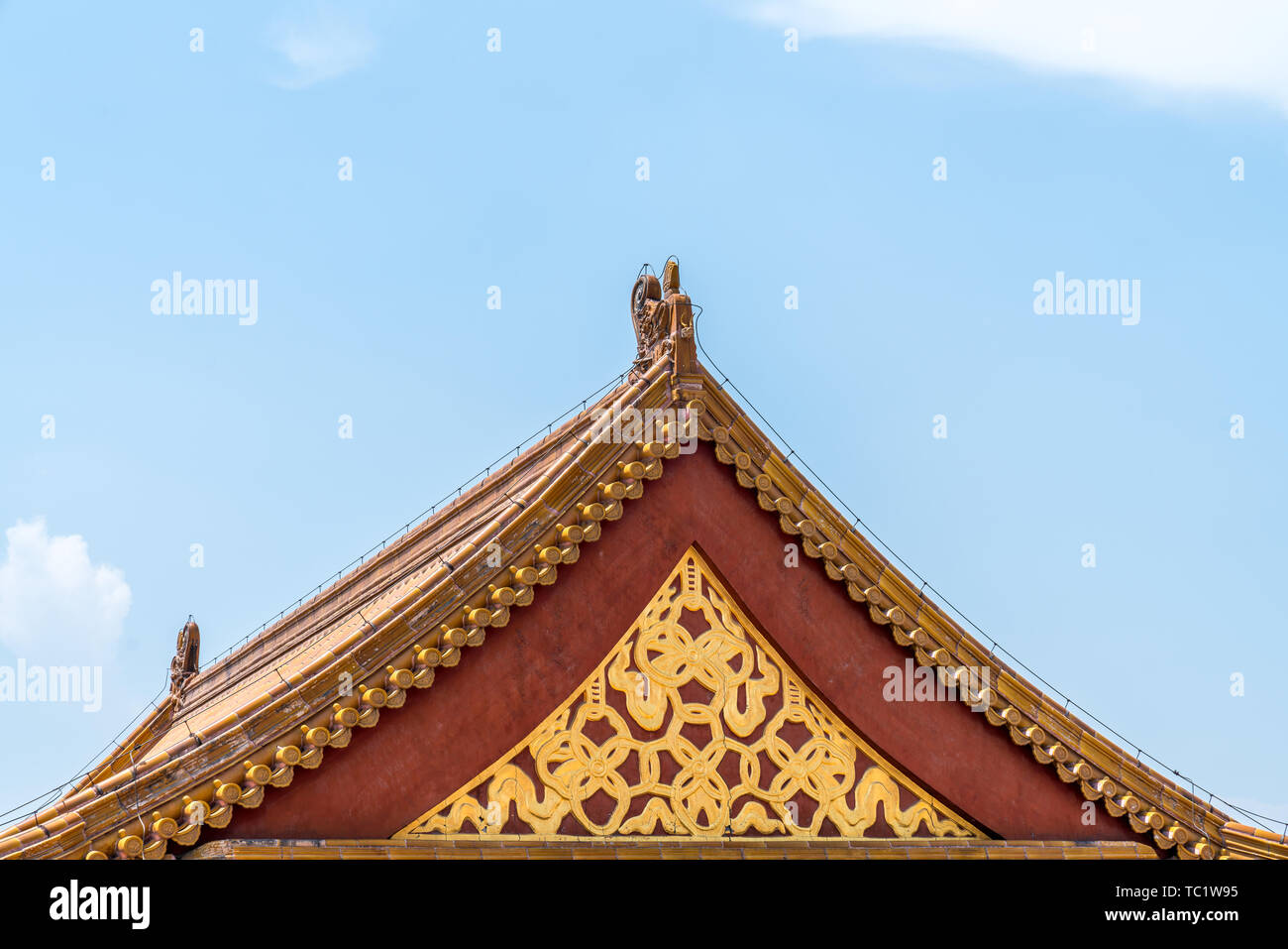 Close-up of the roof of the Imperial Palace Museum in Beijing, a famous ...