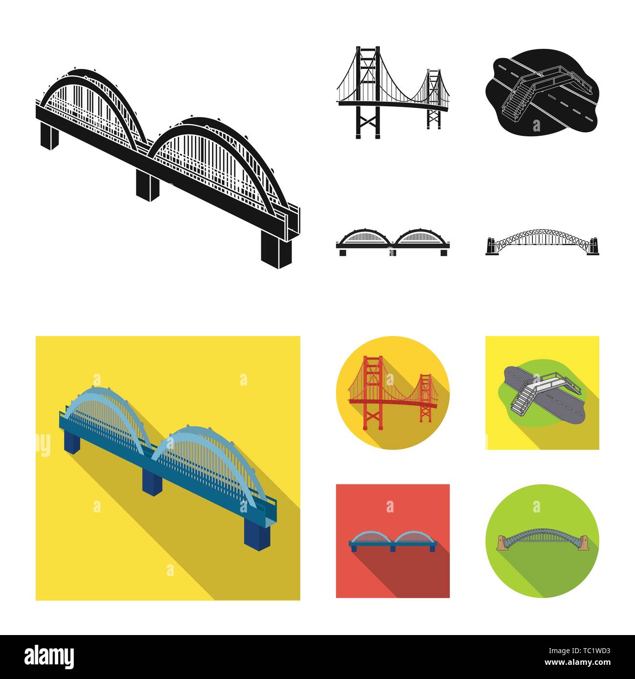 Vector illustration of bridge and construction icon. Collection of ...