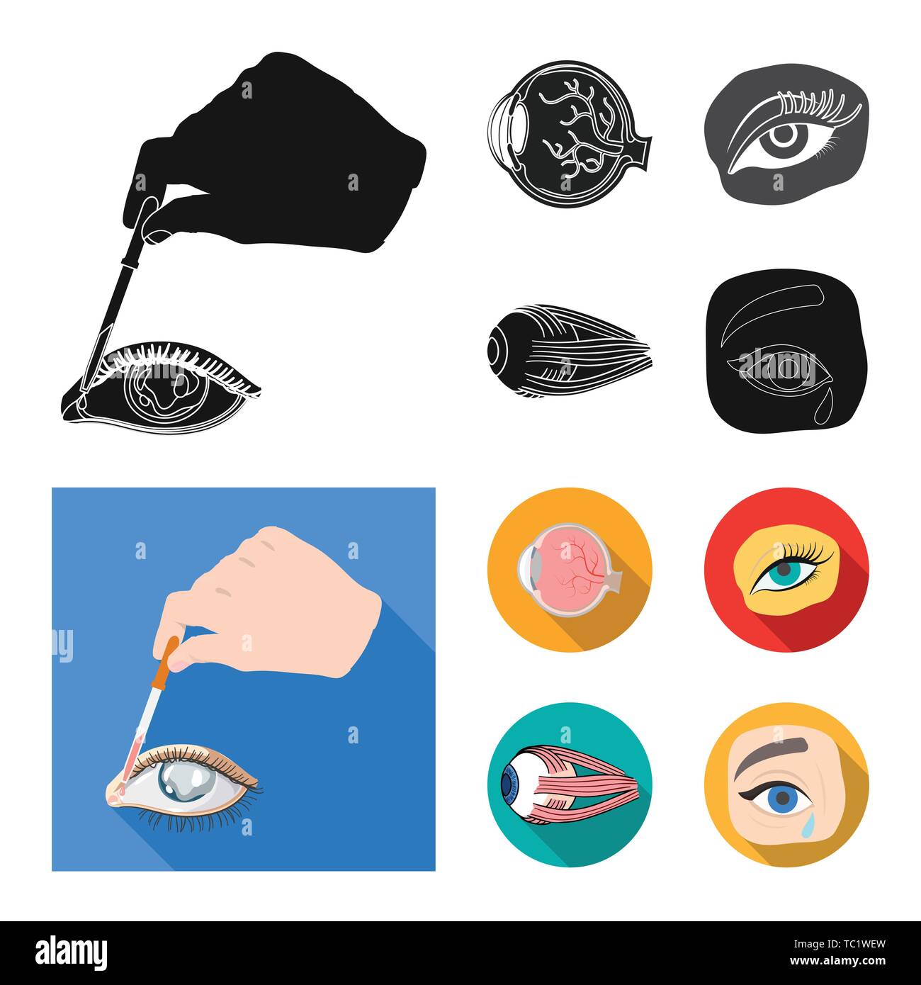 Vector illustration of medical and eyeball symbol. Set of medical and ...