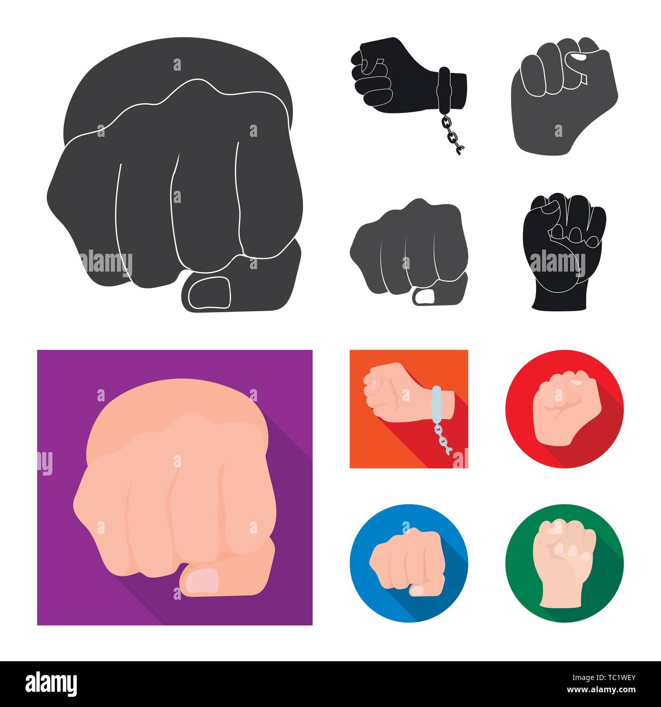 Vector illustration of fist and punch icon. Collection of fist and hand ...