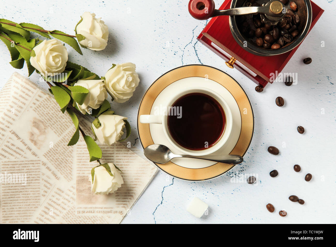 Intense coffee and coffee beans Stock Photo - Alamy