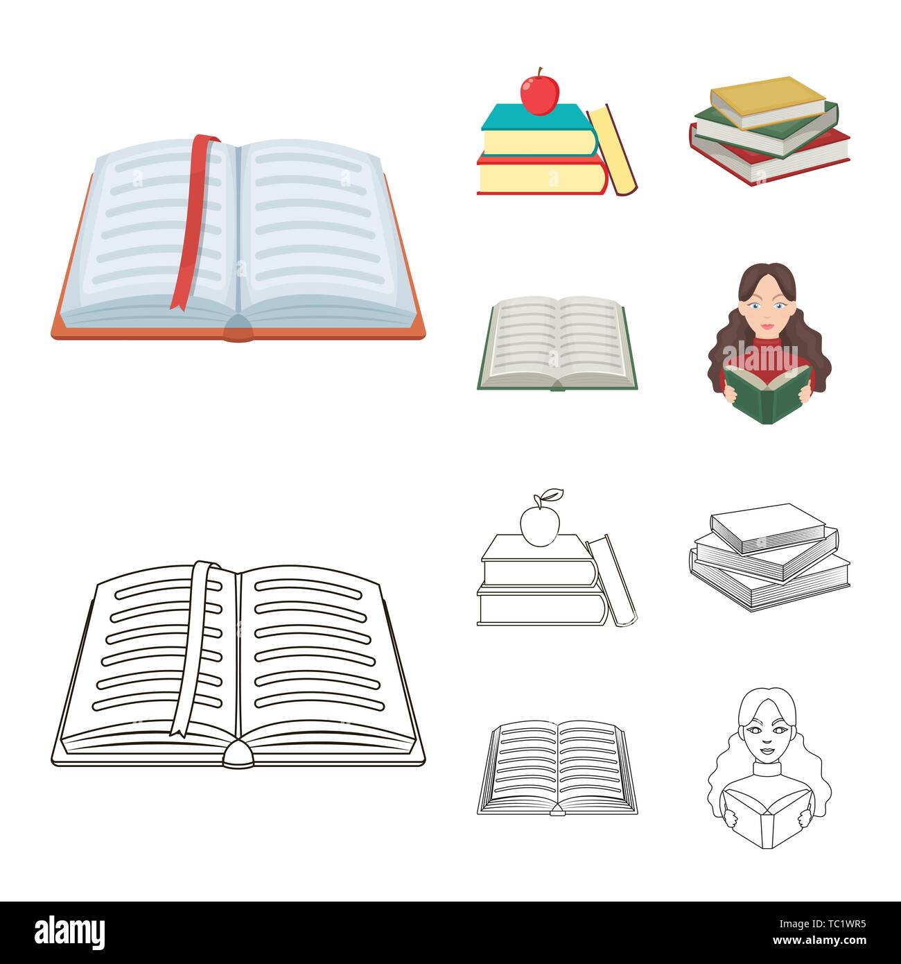 Vector illustration of library and textbook logo. Collection of library ...