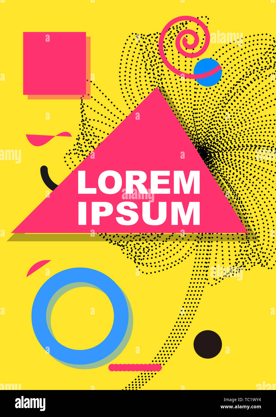 Memphis style poster template Stock Photo - Alamy