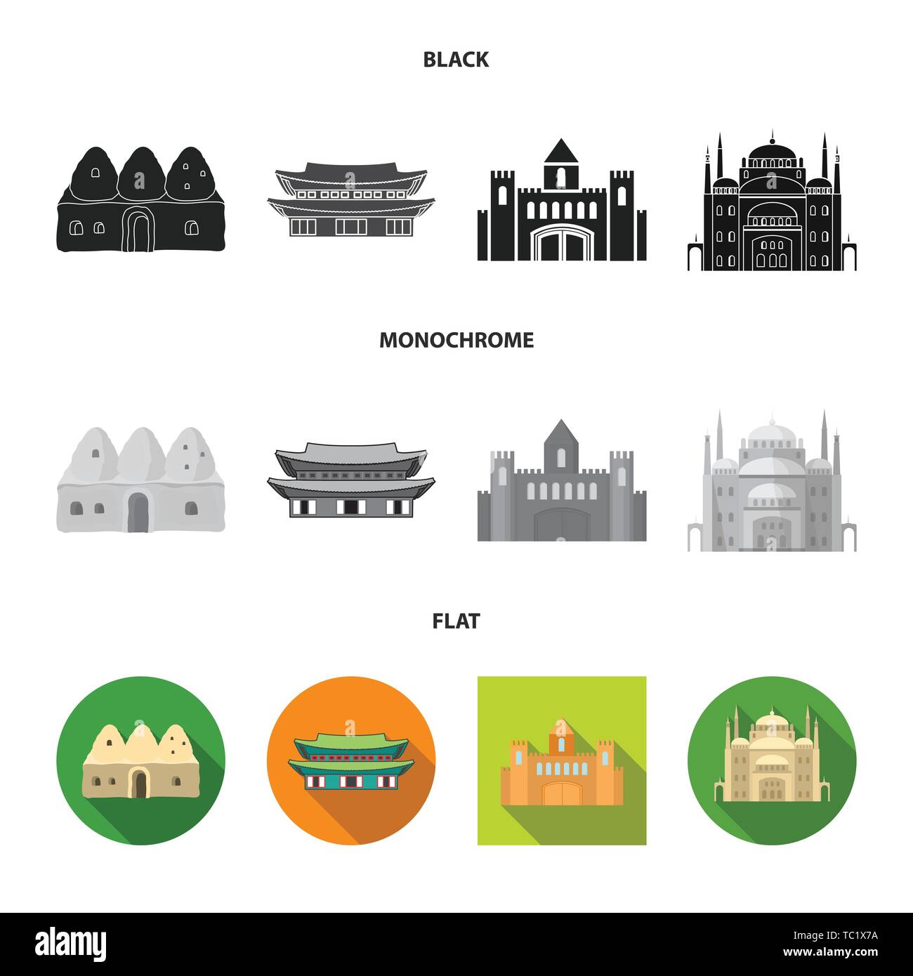 Vector illustration of town and chinatown symbol. Collection of town ...