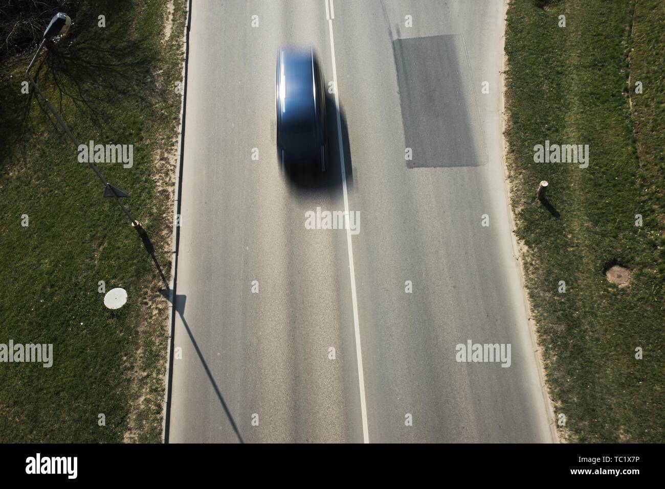 Drone Overhead view on highway Stock Photo - Alamy