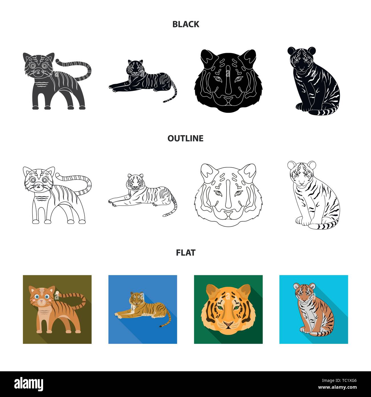 Vector design of tiger and asian icon. Collection of tiger and tattoo ...