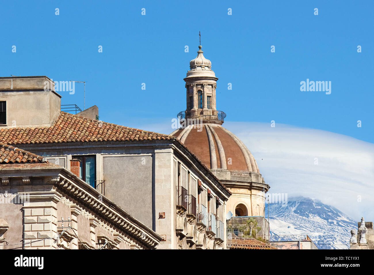 Stunning view of Catania Cathedral of Saint Agatha in Catania, Sicily ...