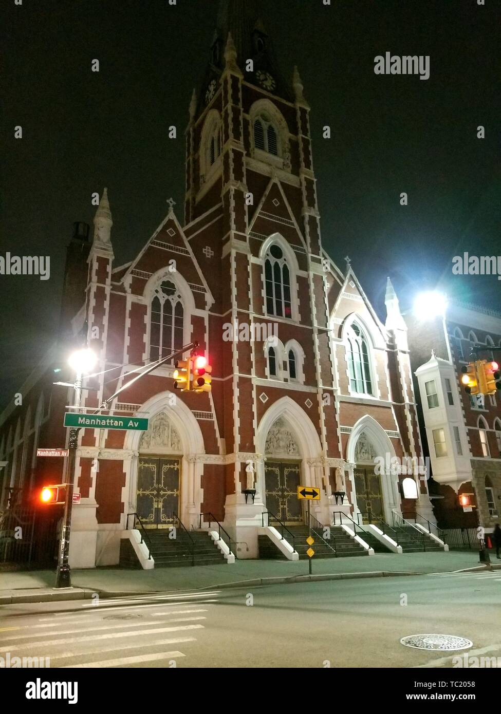 Night view of Saint Anthony and Saint Alphonsus Roman Catholic Church ...