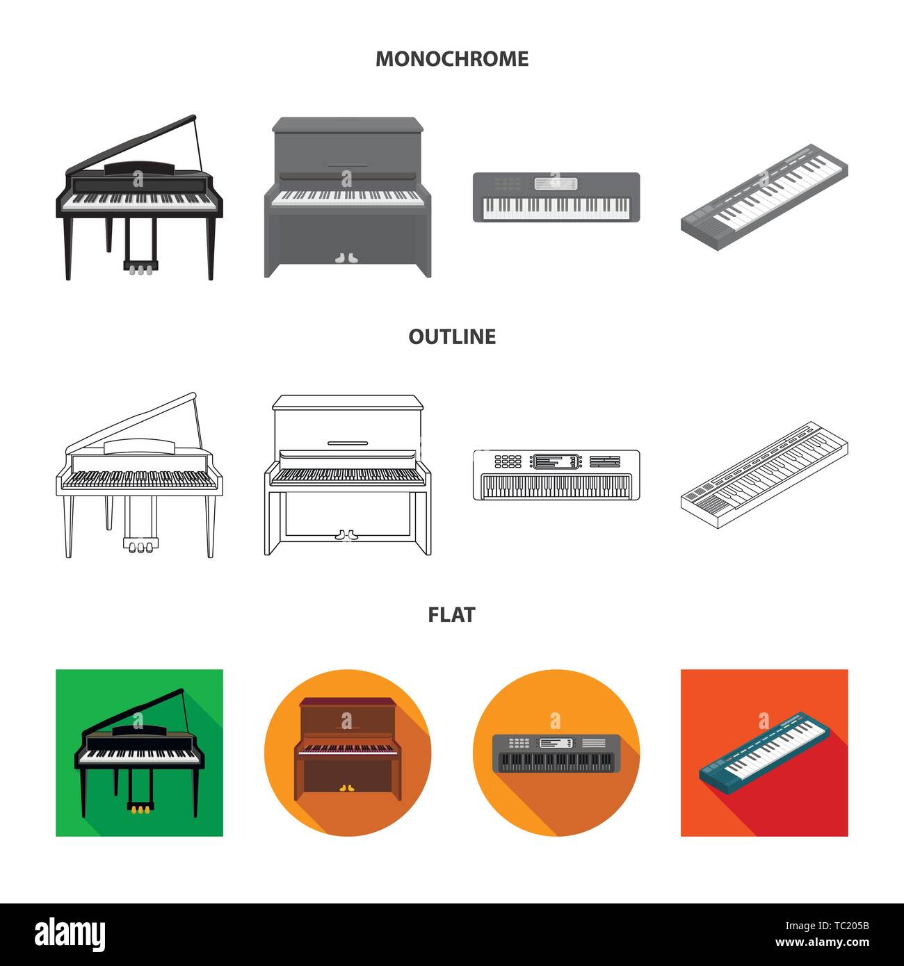 Isolated object of music and piano symbol. Collection of music and song ...
