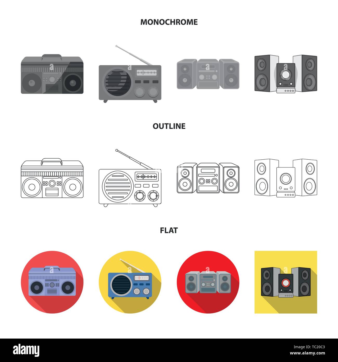 Isolated object of boombox and recorder logo. Set of boombox and retro ...