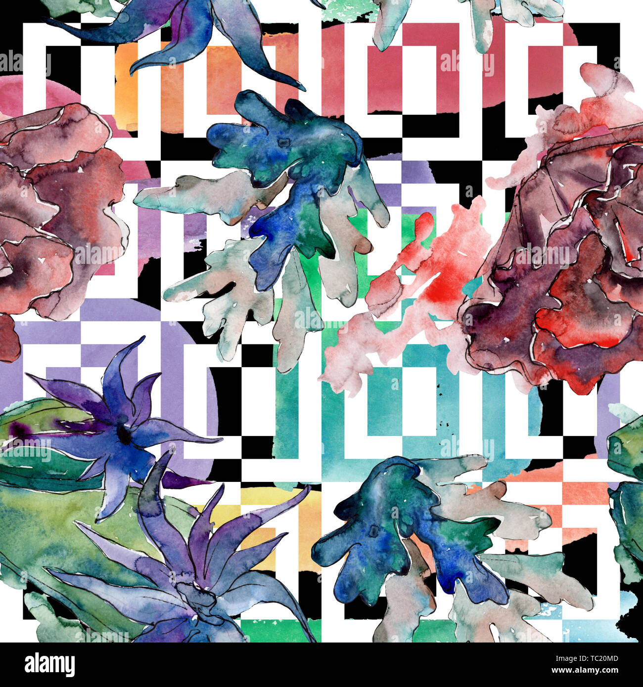 Colorful aquatic underwater nature coral reef. Watercolor illustration ...