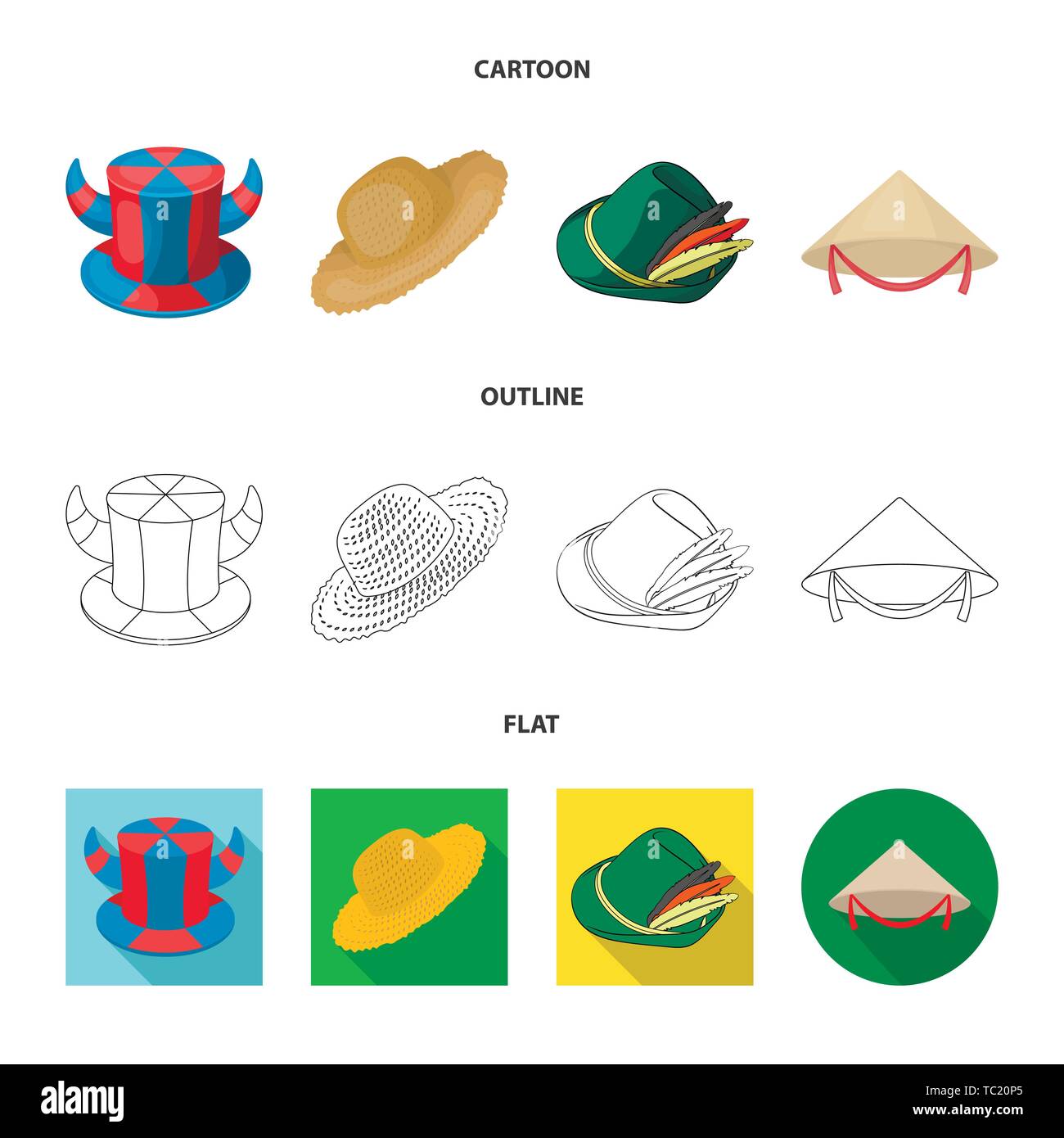 Vector illustration of hat and cap symbol. Set of hat and model stock ...