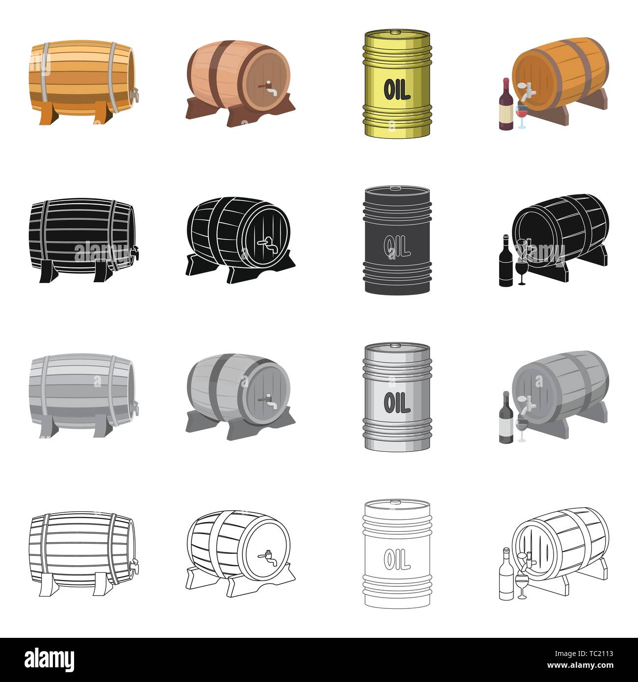 Vector design of barrel and beer logo. Set of barrel and keg stock ...