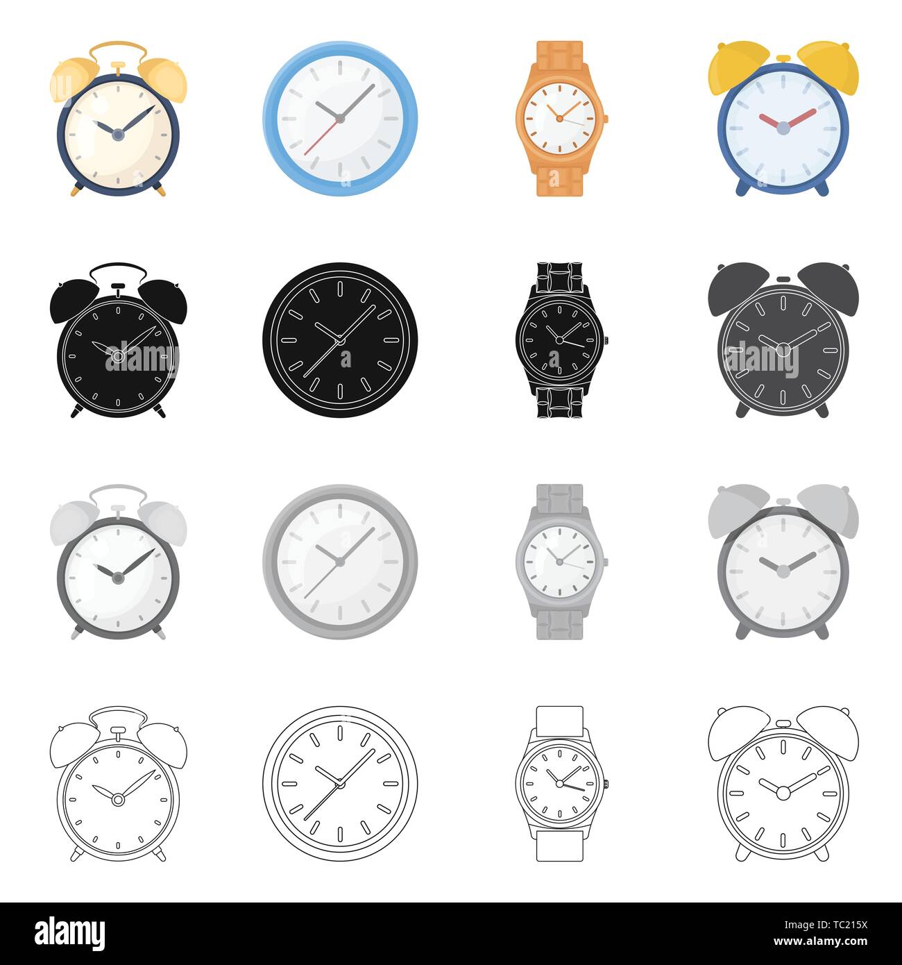 Vector illustration of time and hour symbol. Set of time and business ...