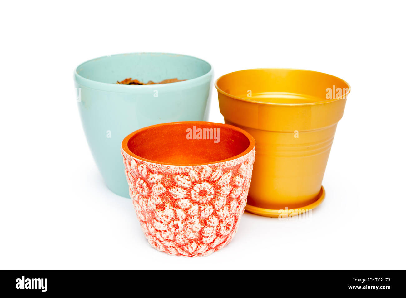 Empty flower pot isolated on white background Stock Photo - Alamy