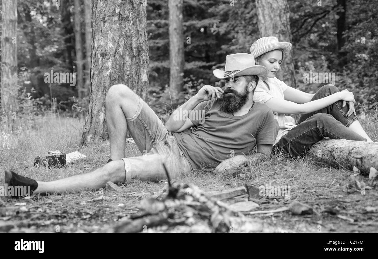 Family traditions. Family activity for summer vacation in forest and ...