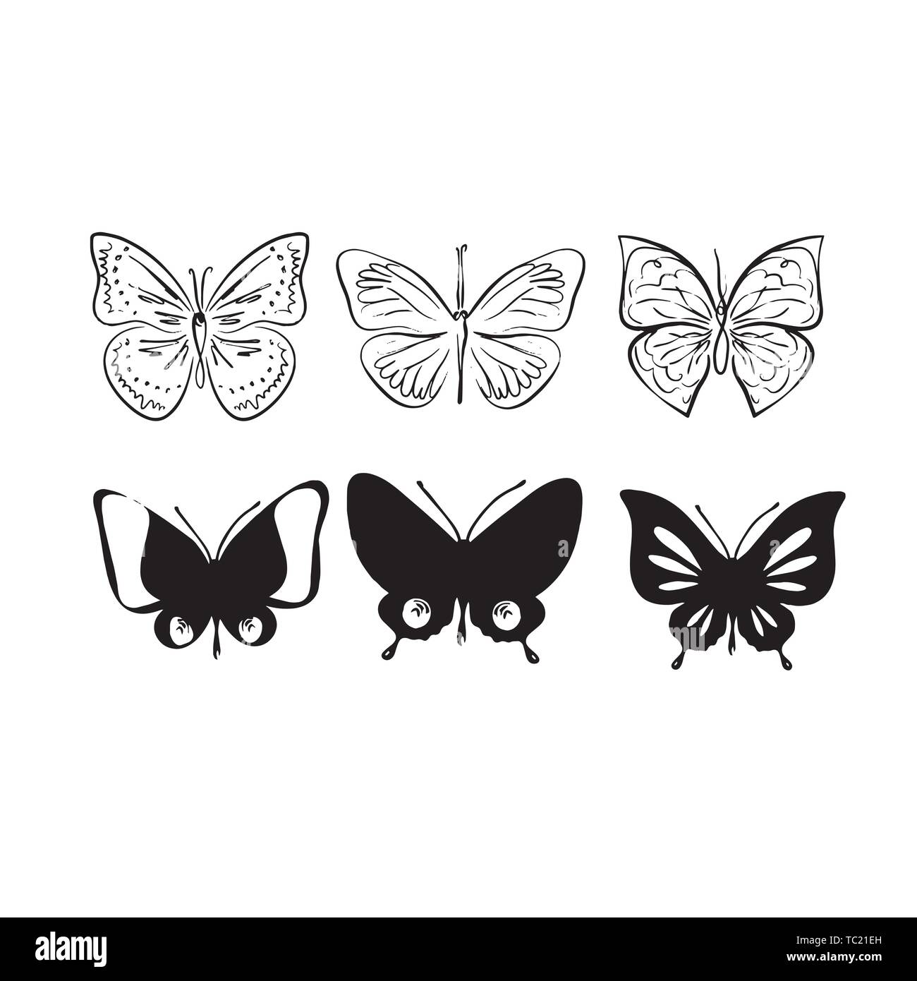 insect butterfly outline vector. nature coloring book insect butterfly ...