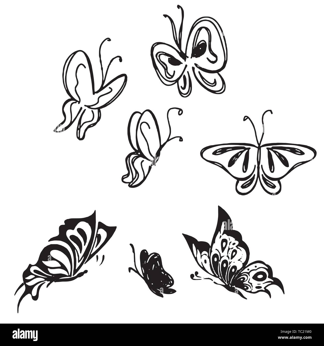 insect butterfly outline vector. nature coloring book insect butterfly ...