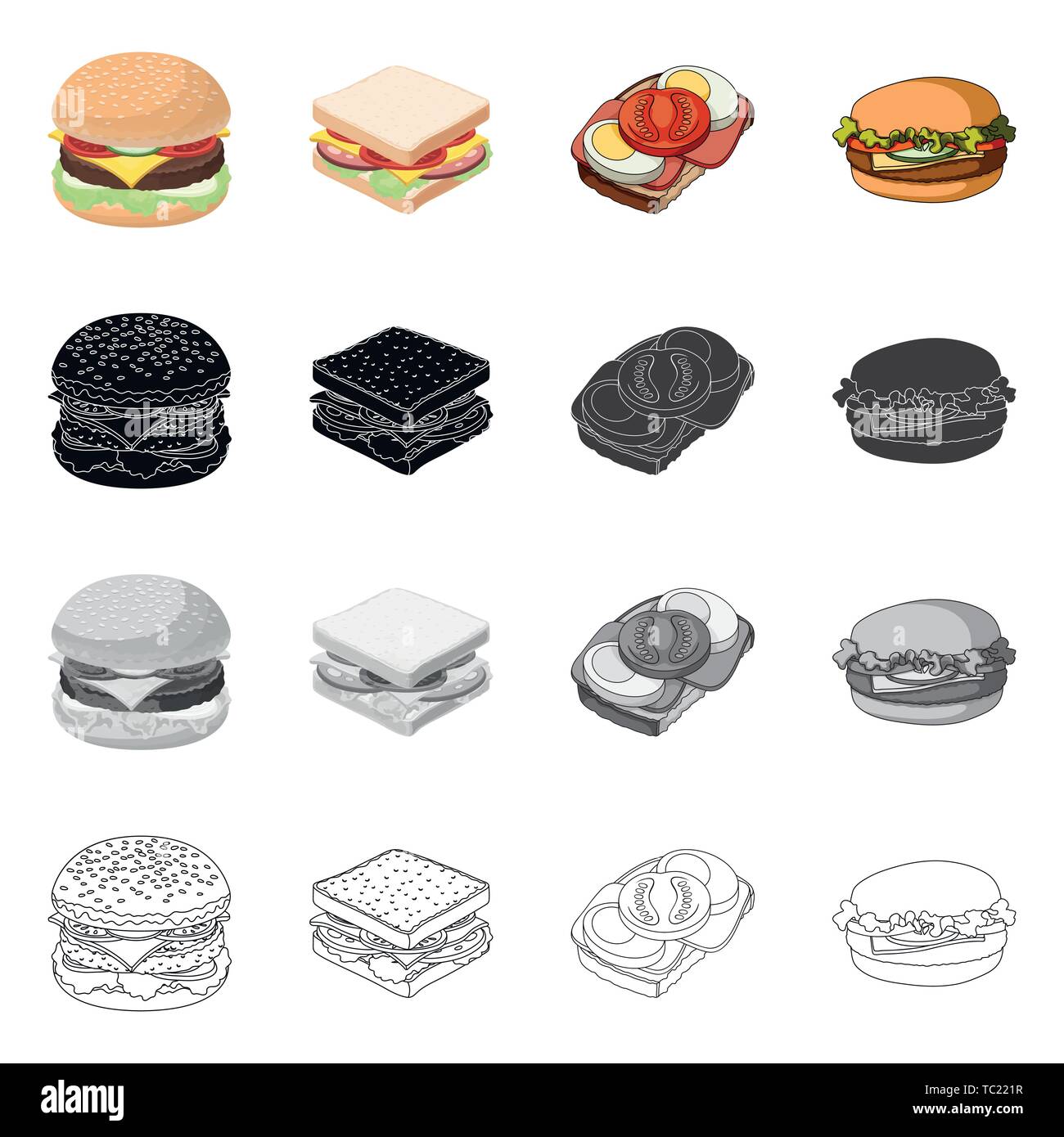 Vector design of sandwich and wrap icon. Collection of sandwich and ...