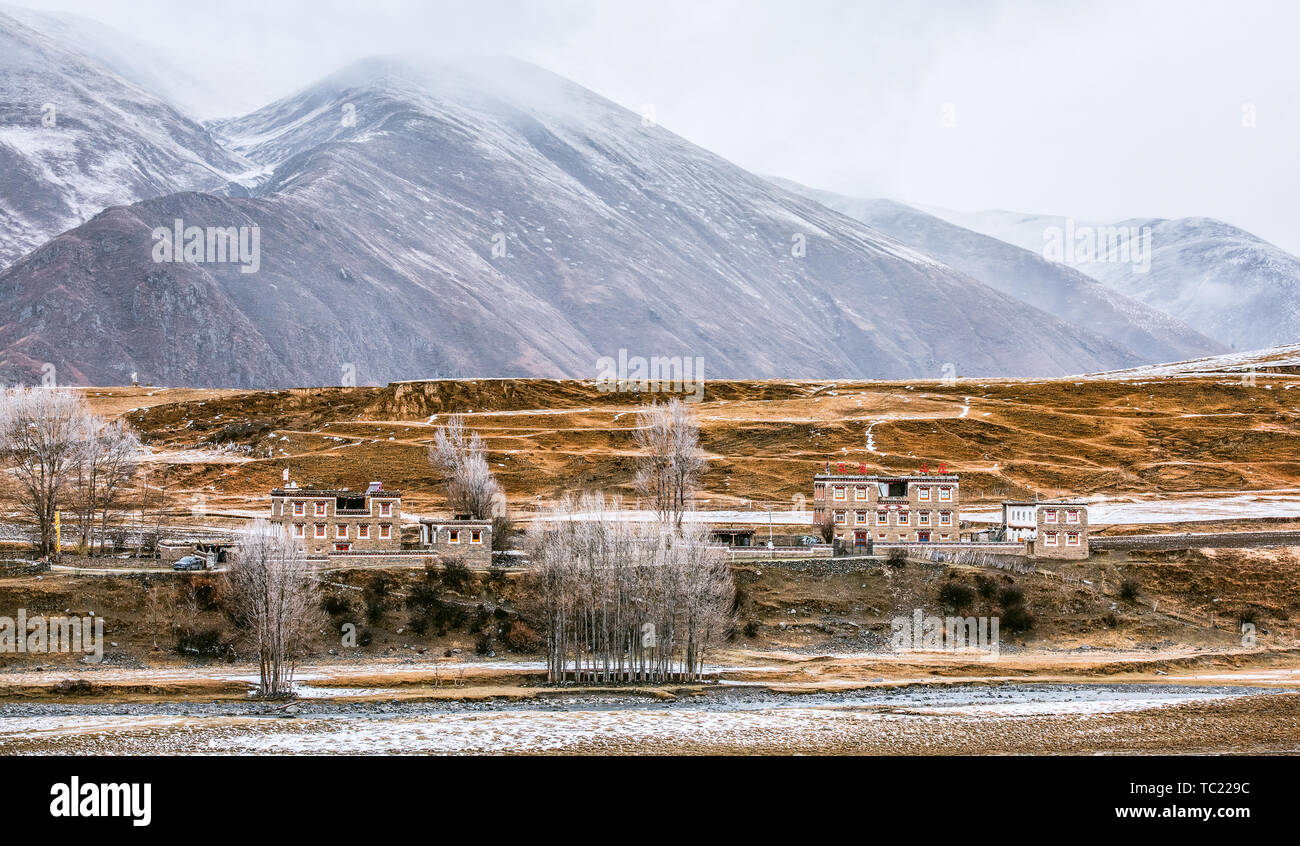 Scenery of Xindu Bridge in Kangding Tibetan District Stock Photo - Alamy