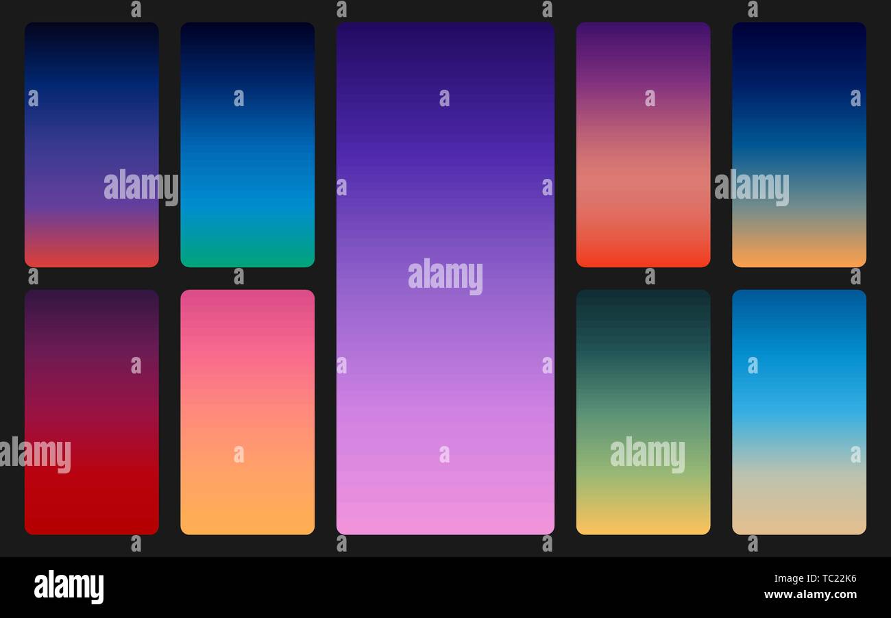 Color sky background on dark. Sunset and sunrise gradients set. Soft ...