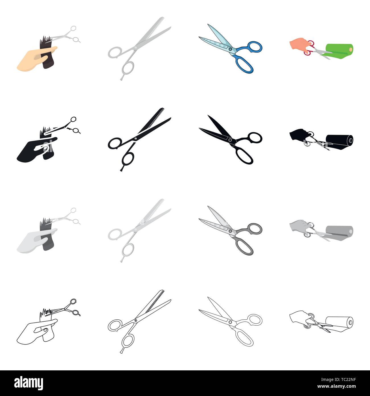 Vector design of scissor and craft sign. Set of scissor and open stock ...