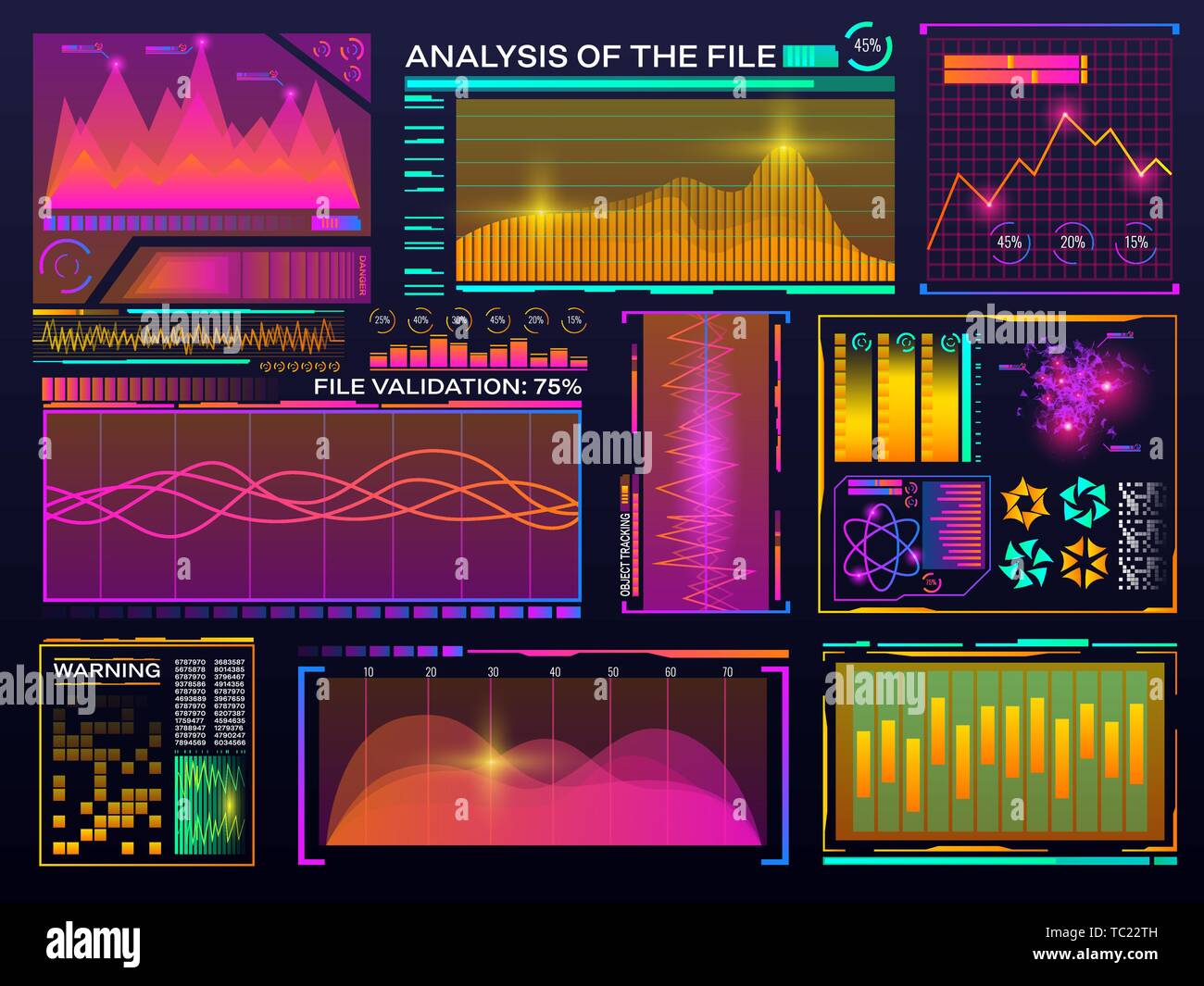 Data visualization set. HUD color interface. Modern infographic template. Diagram with ...