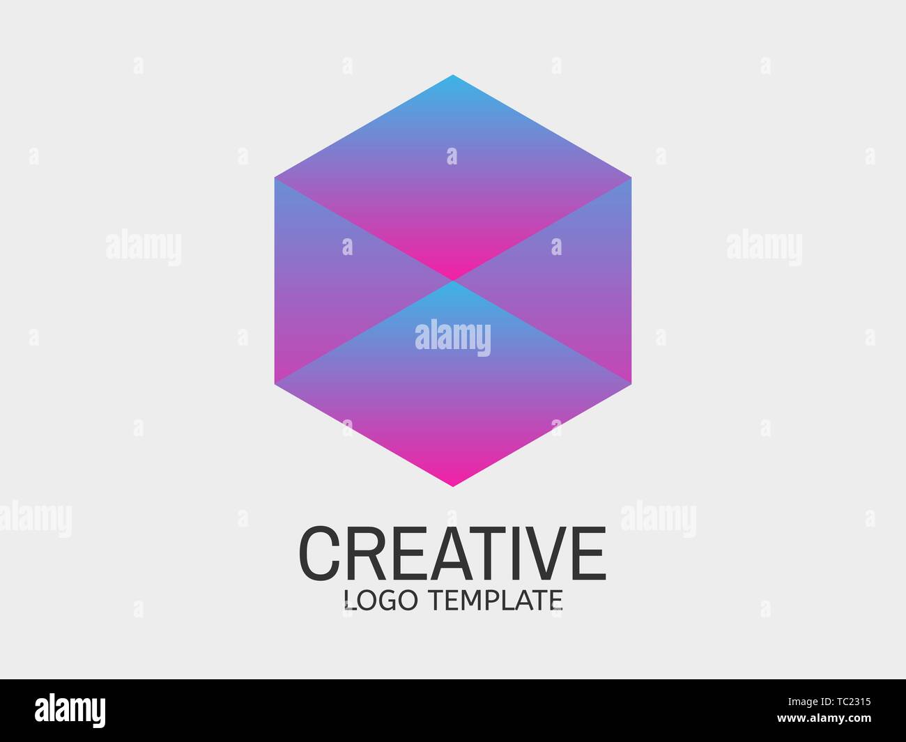 Modern hexagon logo. Abstract hexagonal logotype. Violet and blue ...