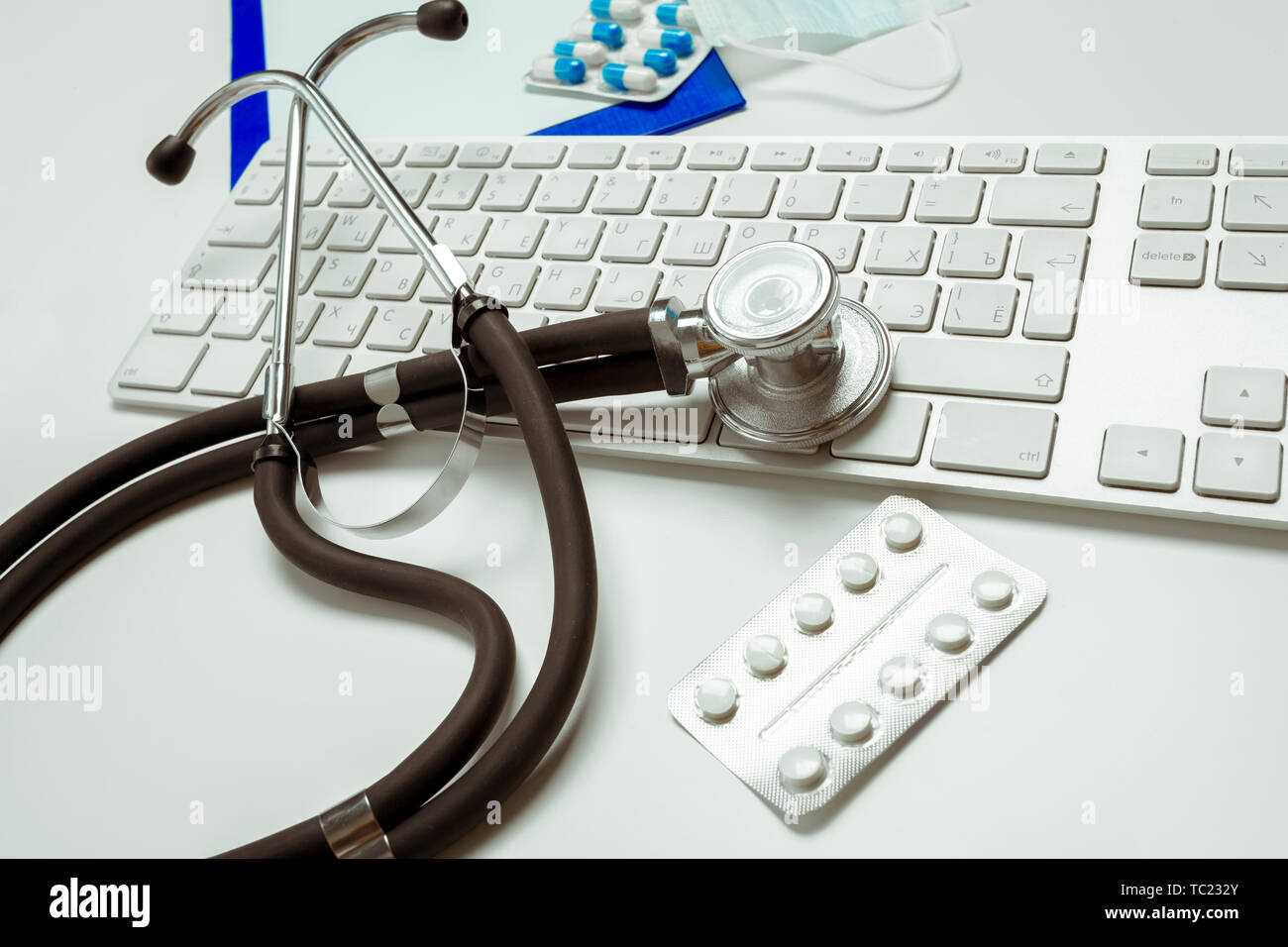 doctor workplace with a stethoscope Stock Photo - Alamy