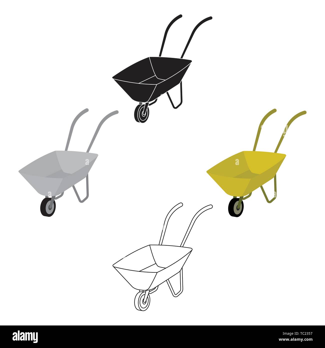 Green cart with wheel and handles. The means of transportation of small ...