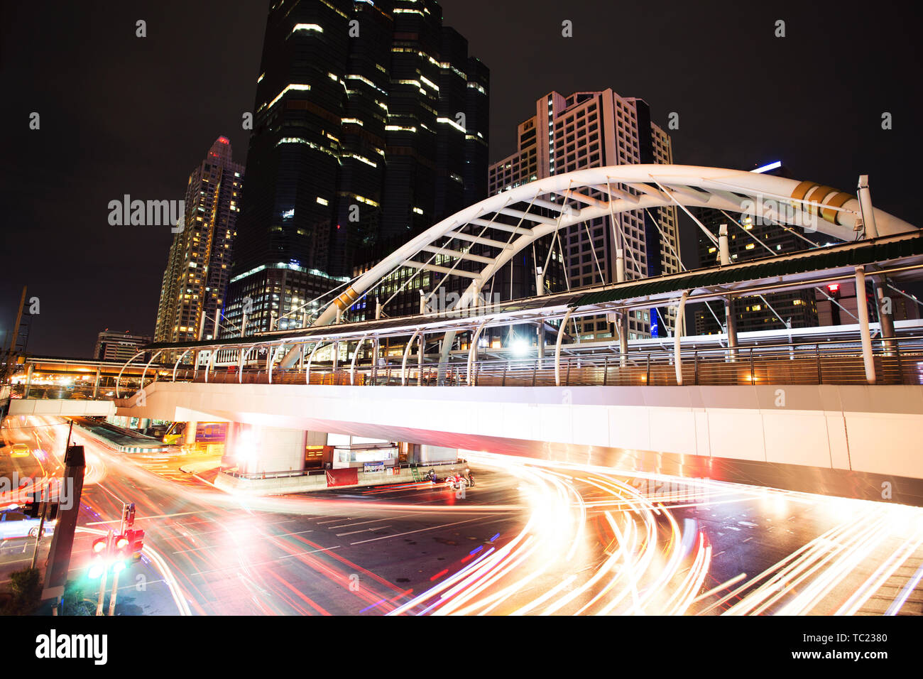 Modern city traffic trails Stock Photo - Alamy